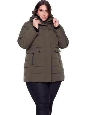 ALPINE NORTH Vegan Down Mid-length Parka Coat - Olive