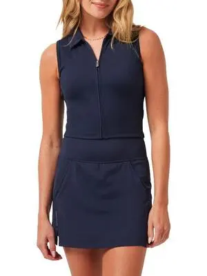 Travis Mathew Midline Zip Polo Tank - Navy Blazer