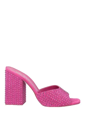 Paris Texas Leather Slide Sandals - Magenta