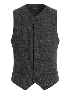 Emporio Armani Tailored Vest In Virgin Wool Blend - Black