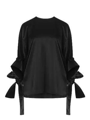 JW Anderson Ruched Satin Top - Black