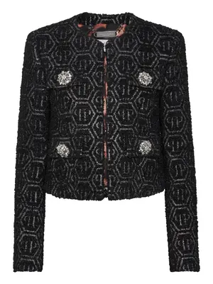 Philipp Plein Monogram Tweed Jacket - Black
