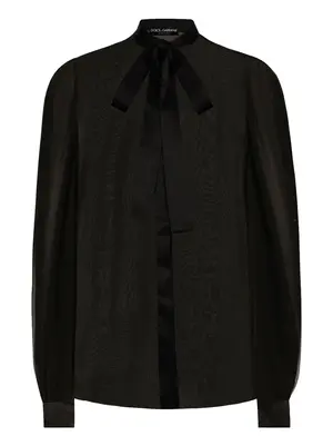 Dolce & Gabbana Pussy-bow Silk Shirt - Black