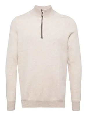 N.peal Temple Jacquard Half Zip Sweatshirt - Neutrals