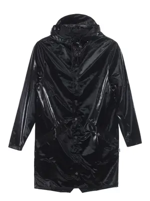 Rains Long Hooded Rain Jacket - Black