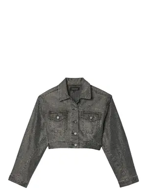 PURPLE BRAND Twisted Hotfix Cropped Jacket - Grey