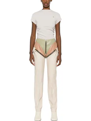 MITILIANE COUTURE Leather-panelled Zipped Trousers - Neutrals