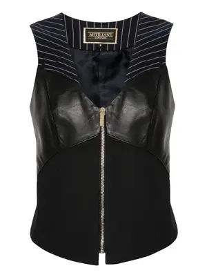 MITILIANE COUTURE Panelled Zipped Vest - Black