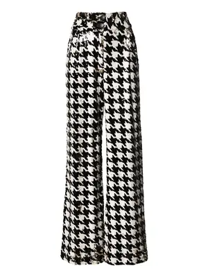 MITILIANE COUTURE Houndstooth-patterned Sequined Trousers - Black