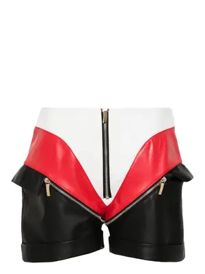 MITILIANE COUTURE Panelled Leather Mini Shorts - Black