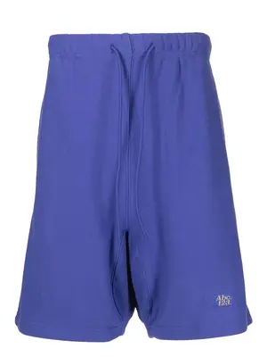 ADVISORY BOARD CRYSTALS Logo-embroidered Cotton Track Shorts - Blue