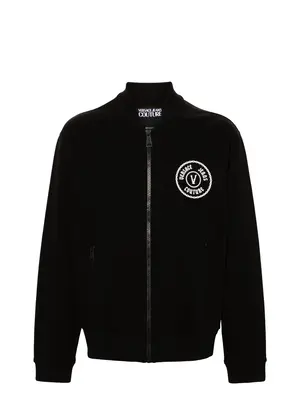 Versace Logo-print Zip-up Sweatshirt - Black