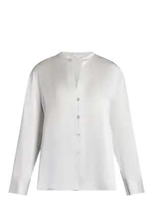 VINCE Vince. Band-Collar Silk Blouse