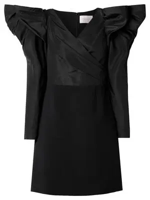 Carolina Herrera Ruffled Silk-faille Mini Dress - Black