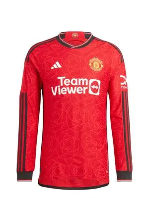 Adidas Manchester United 23/24 Long Sleeve Home Authentic Jersey - Team Collegiate Red