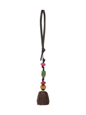 Etro Beaded Tassel Leather Charm - Brown