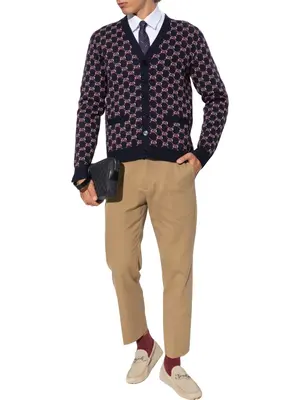 Gucci Monogram Wool Cardigan - Blue