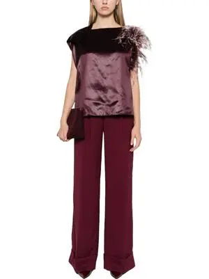 FERRAGAMO Feather-bouquet Asymmetric Top - Purple
