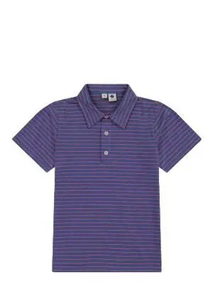 Busy Bees Short Sleeve Polo - Navy Mini Red Stripe