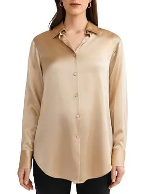 Lilysilk Oversize Style Silk Blouse - Light Camel