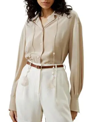 Lilysilk Tie-detailed Silk Blouse - Ivory Cream