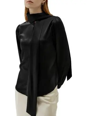 Lilysilk Bow-tie Neck Silk Blouse - Black