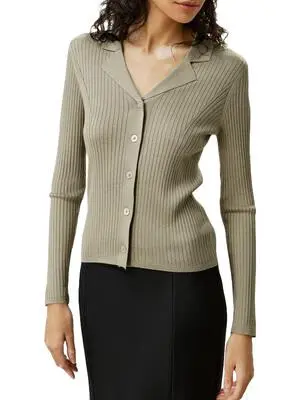 LILYSILK Lapel Collar Spun Silk Cardigan
