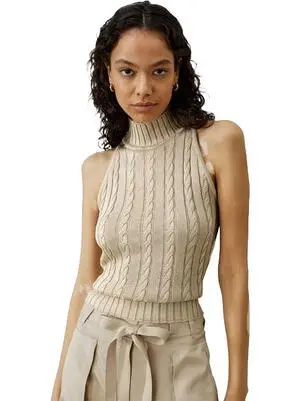 Lilysilk Wild Silk Sleeveless Sweater - Beige