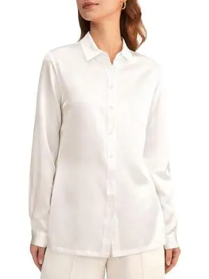 Lilysilk Classic Pearl Button Silk Shirt - Natural White