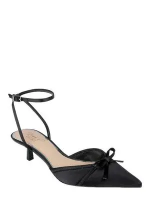 Badgley Mischka Talasia Pointed Toe Kitten Heel Pump - Black Satin