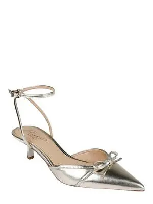 Badgley Mischka Talasia Pointed Toe Kitten Heel Pump - Gold Metal