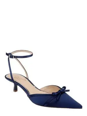 Badgley Mischka Talasia Pointed Toe Kitten Heel Pump - Navy Satin