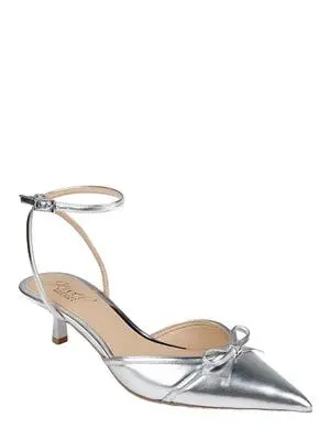 Badgley Mischka Talasia Pointed Toe Kitten Heel Pump - Silver Metallic