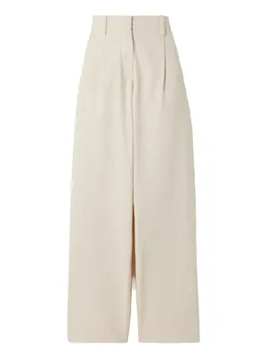 Brunello Cucinelli Embellished Wide-leg Pants - Cream