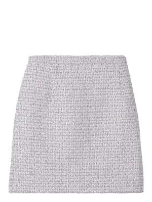Alessandra Rich Sequin-embellished Metallic Tweed Mini Skirt - White