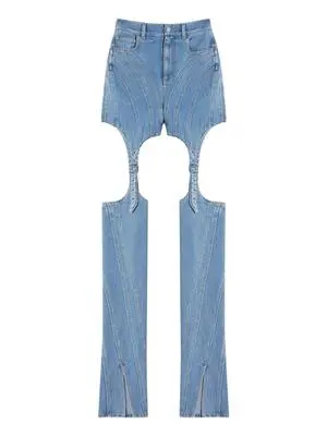 MUGLER Buckled Chaps Skinny Jeans - Blue