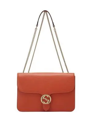 Gucci Leather Interlocking Crossbody Bag - Orange