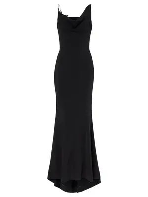 MUGLER Asymmetric Crêpe Gown - Black