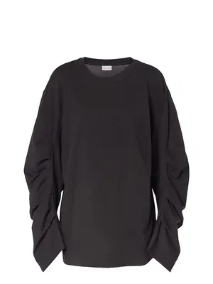 Dries Van Noten Ruched Cotton Jersey Sweatshirt - Black