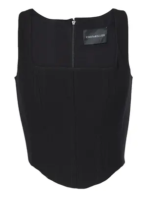 Costarellos Jovie Wool Crêpe Bustier - Black