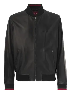 Gucci Leather Bomber Jacket - Black