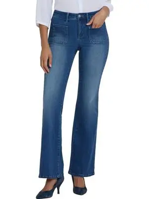 NYDJ Ava Patch Pocket Flare Jeans - Cool Marine