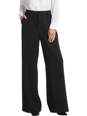 NYDJ High Waist Wide Leg Trousers - Black