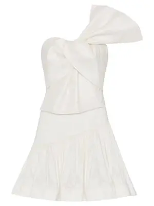 MILLY Harley Bow Taffeta Mini Dress - Ecru