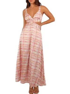 PETAL & PUP Sydney Cutout Maxi Dress - Sunset Check