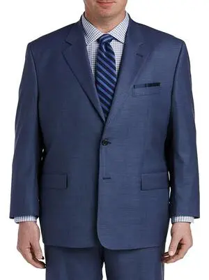 OAK HILL PREMIUM BY DXL Big & Tall Jacket-relaxer Sharkskin Suit Jacket - Navy
