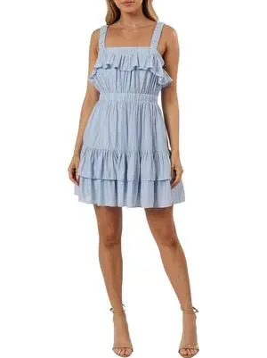 PETAL & PUP Jane Ruffle Cutout Mini Dress - Blue