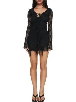 Princess Polly Embroidered Lace Mini Dress - Black