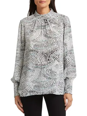 NYDJ Britney Printed Smocked Top - Mountain Top