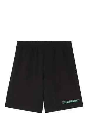 Burberry Logo Cotton Shorts - Black